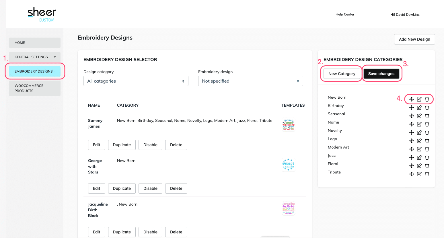 Add your Embroidery Designs - Sheer Custom