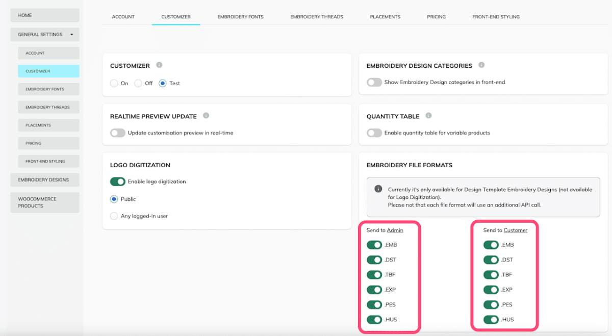 Activating other File Formats (DST, TBF,EXP etc) - Sheer Custom