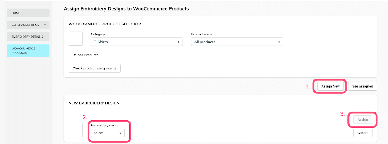 Assign Embroidery Design to WooCommerce Categories - Sheer Custom